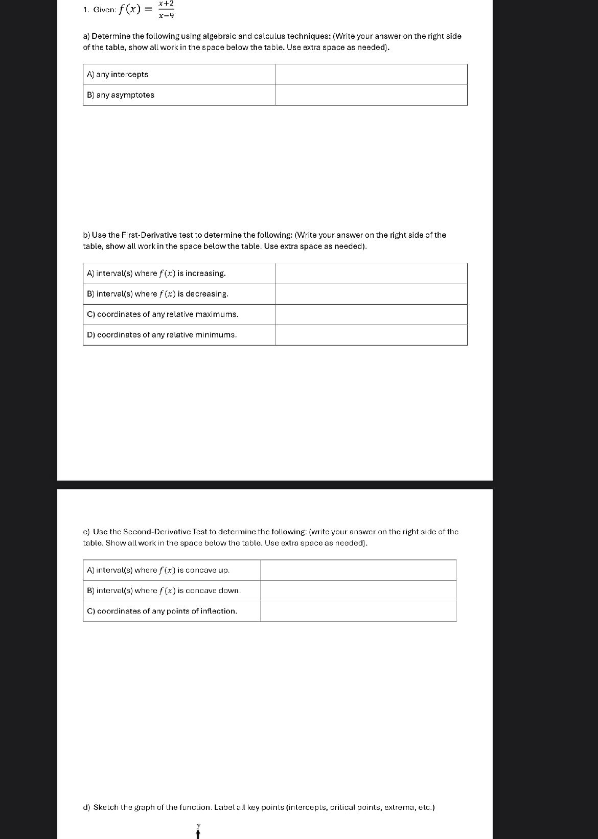 Solved Given: f(x)=x+2x-9a) ﻿Determine the following using | Chegg.com