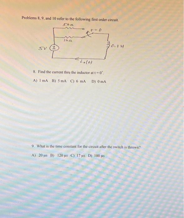 Solved Problems 8,9 , and 10 refer to the following first | Chegg.com