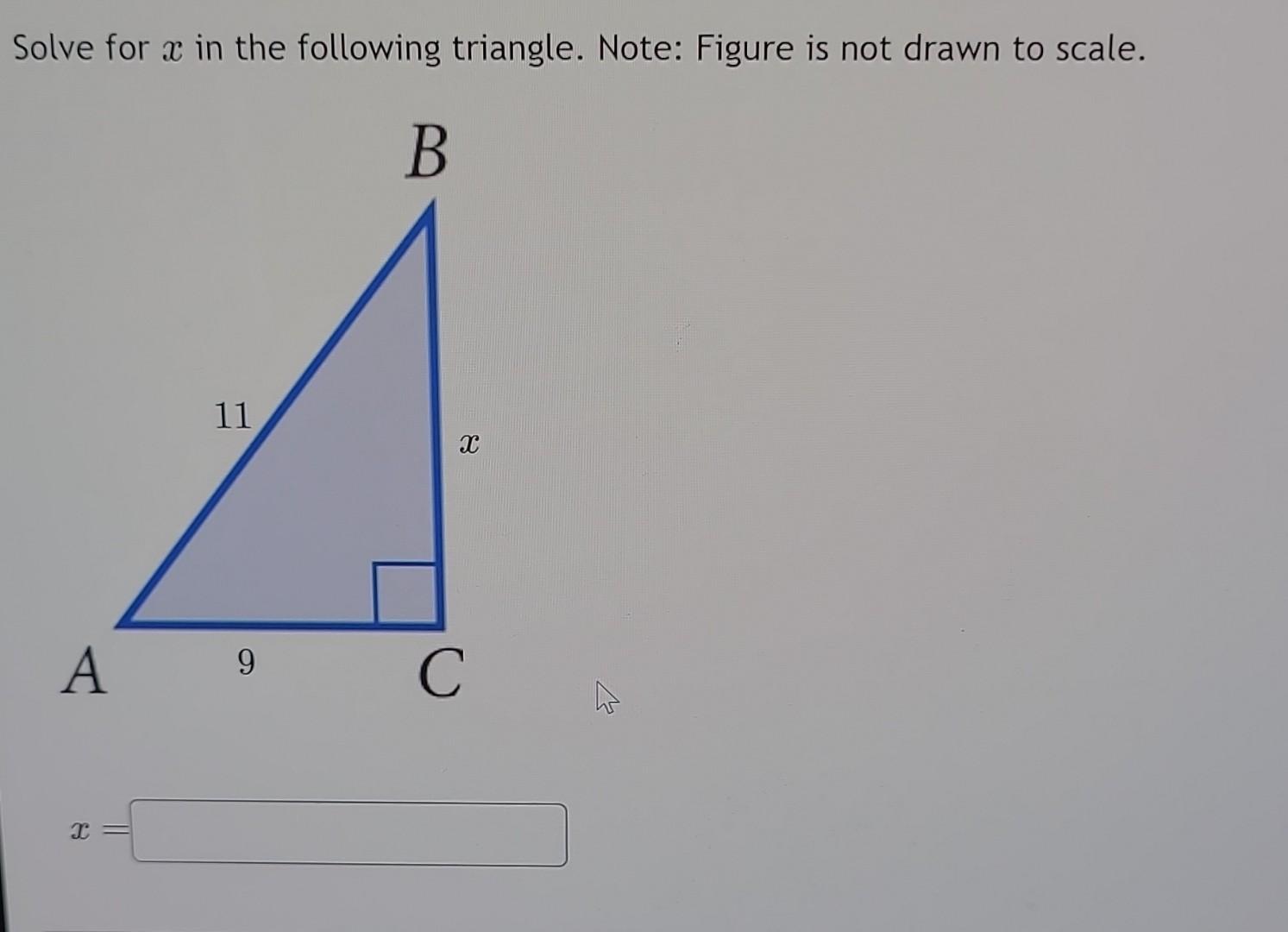Solved Solve for x in the following triangle. Note: Figure | Chegg.com