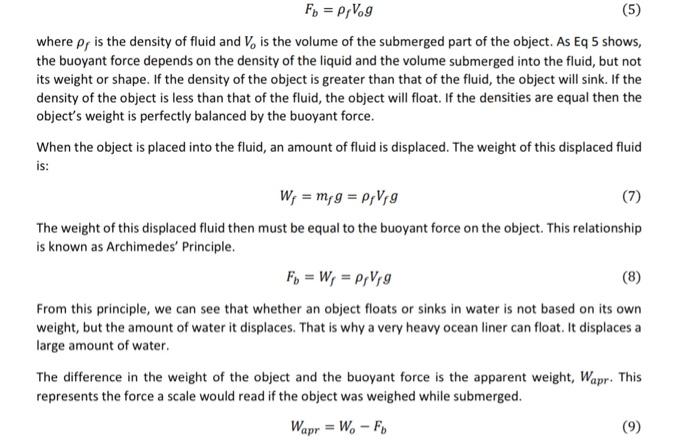 1. Using Table 1 data, calculate the buoyant force | Chegg.com