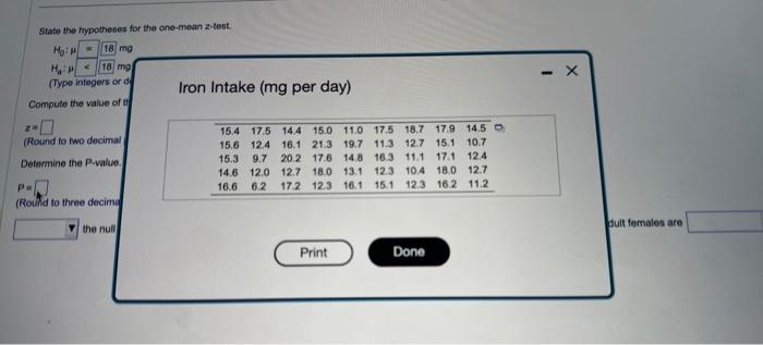 Solved the recommended dietary allowance (RDA) of iron for | Chegg.com