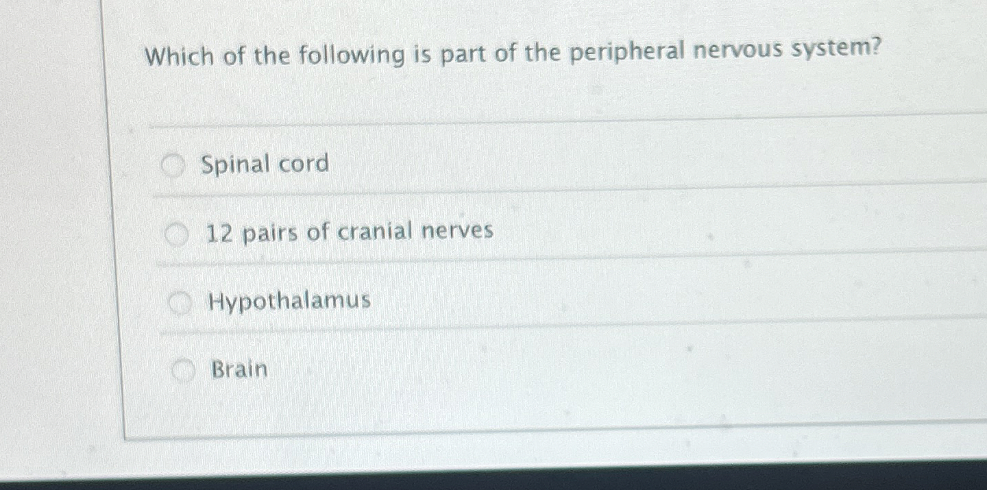 Solved Which of the following is part of the peripheral | Chegg.com