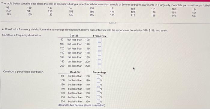 Solved a. Construct a frequency distribution and a | Chegg.com