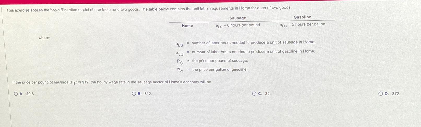 Solved This exercise applies the basic Ricardian model of | Chegg.com