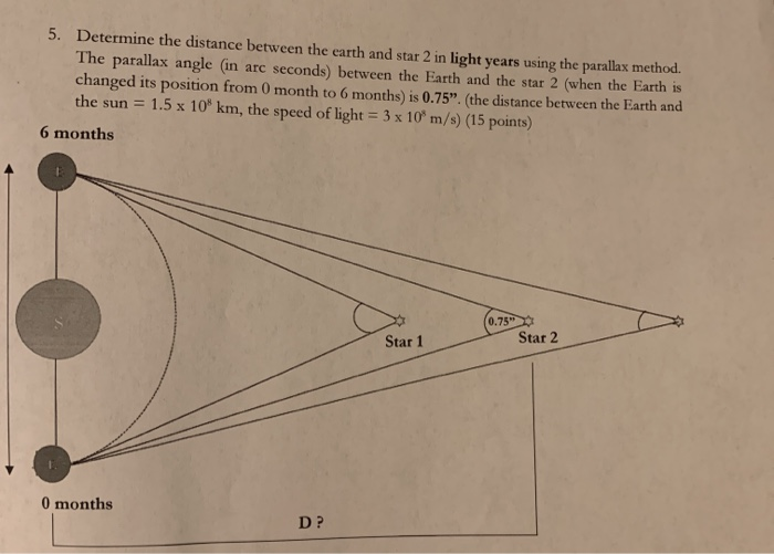 Solved 5. Determine the distance between the earth and star | Chegg.com
