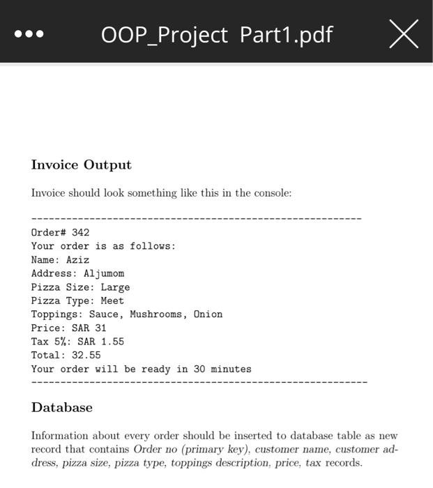 Solved .. OOP_Project Part1.pdf X Invoice Output Invoice | Chegg.com