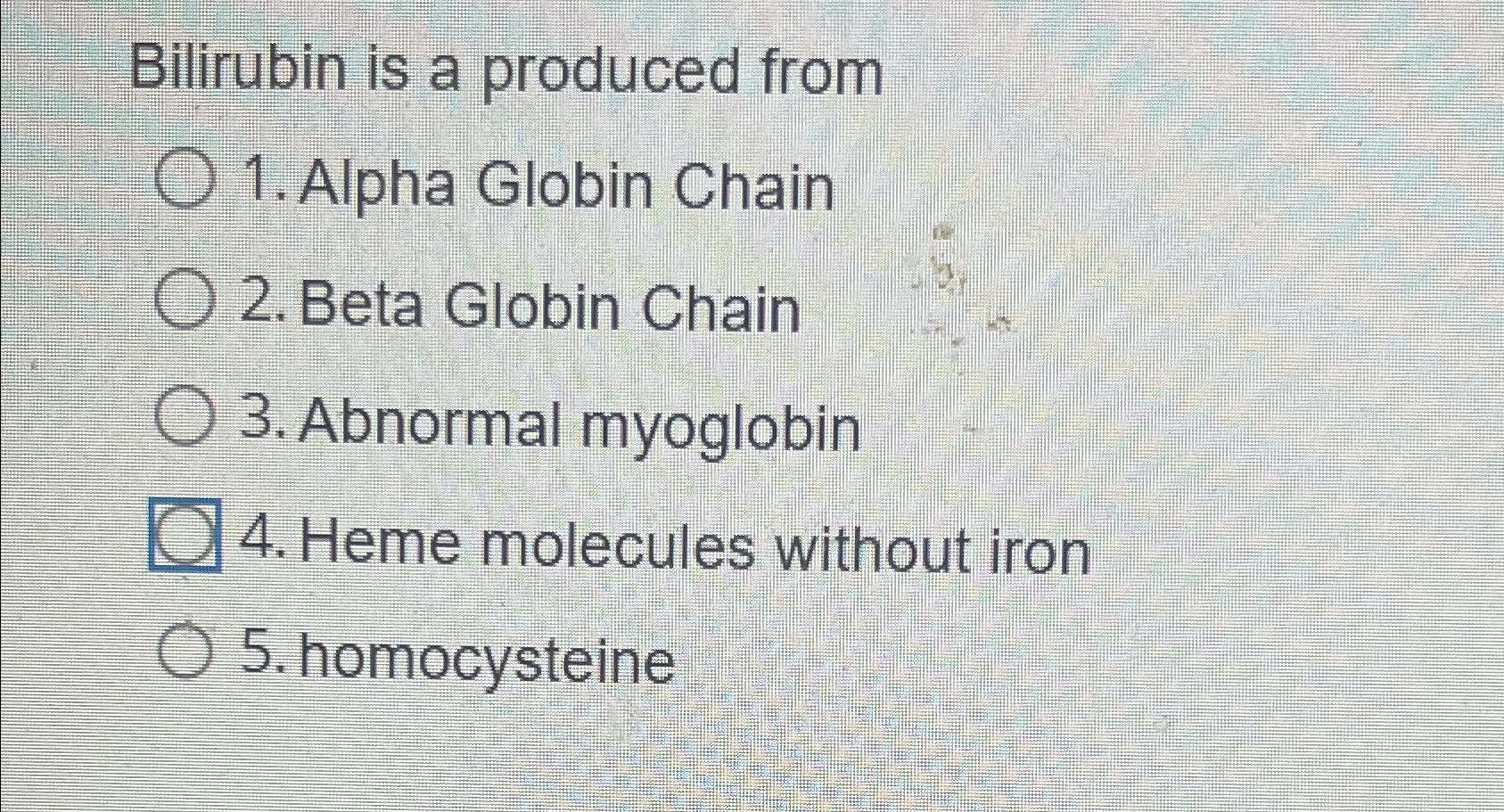 Solved Bilirubin is a produced fromAlpha Globin ChainBeta | Chegg.com