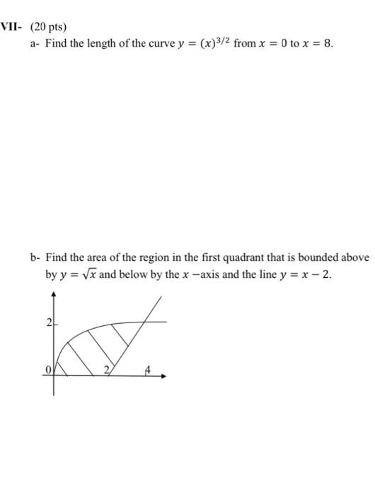 Solved II- (20pts) a- Find the length of the curve y=(x)3/2 | Chegg.com