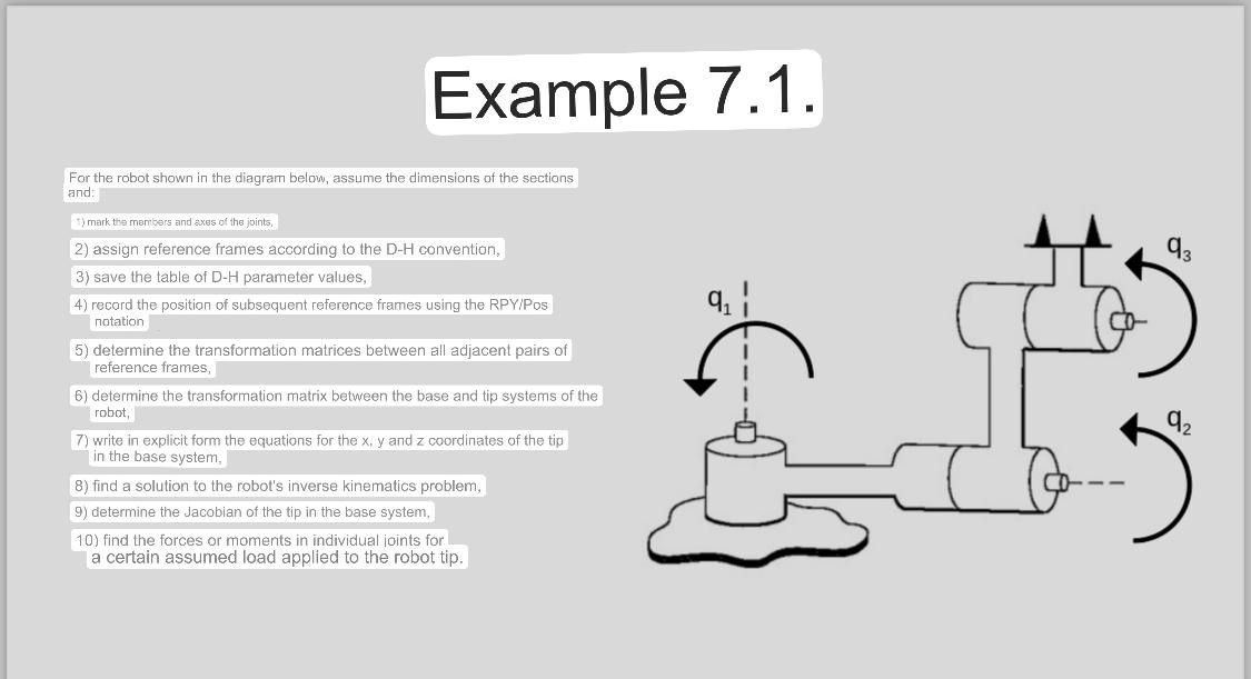 Solved Example 7.1. ﻿For the robot shown in the diagram | Chegg.com