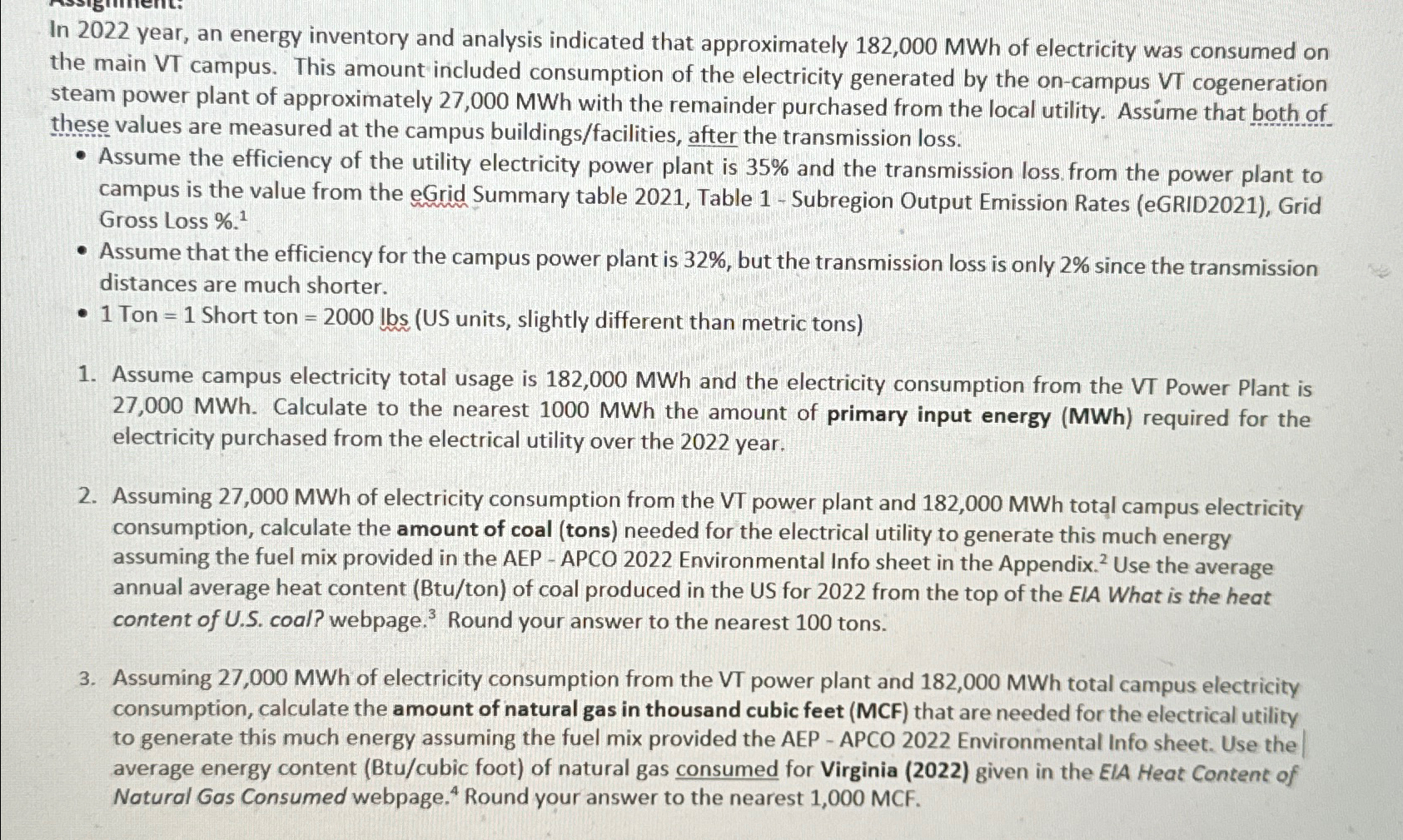 Solved In 2022 ﻿year, an energy inventory and analysis | Chegg.com