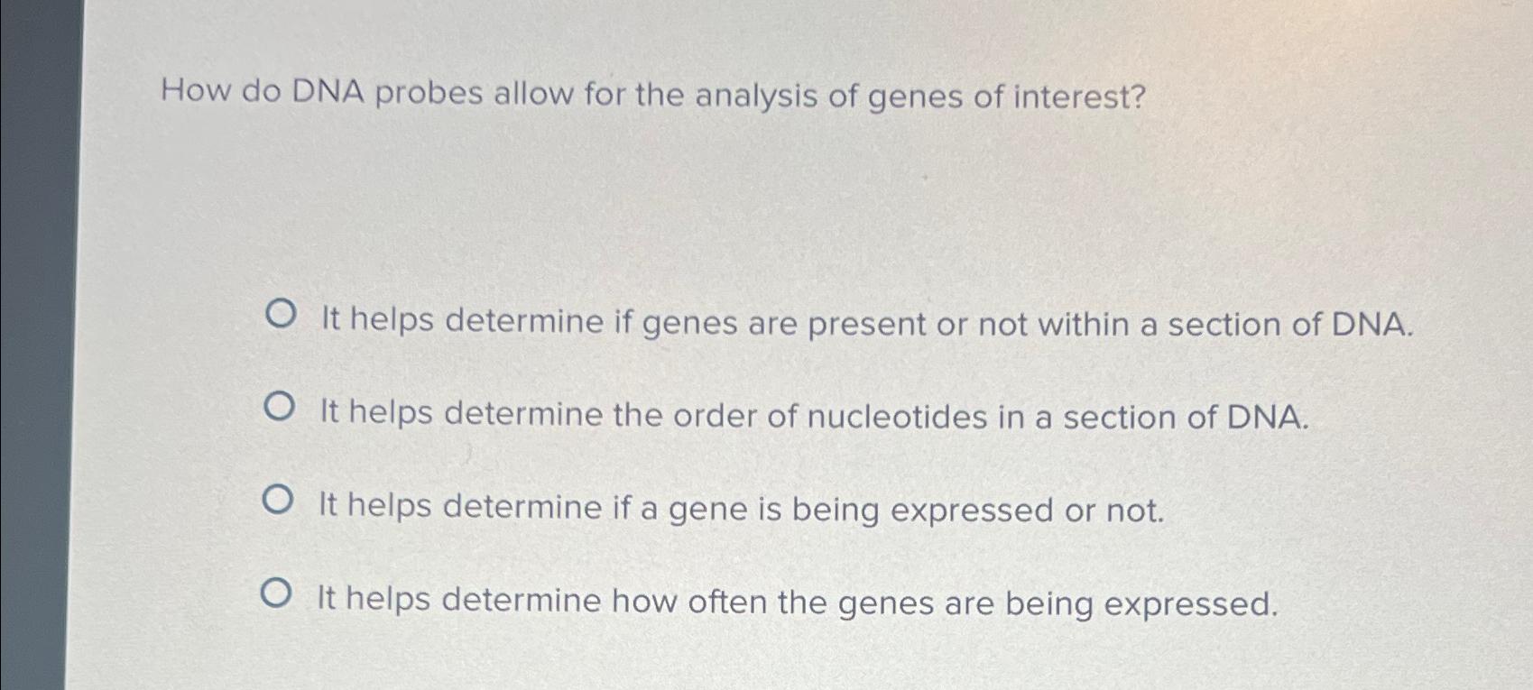 Solved How do DNA probes allow for the analysis of genes of | Chegg.com
