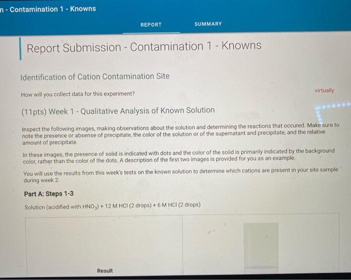 Solved n - Contamination 1 - Knowns REPORT SUMMARY Report | Chegg.com