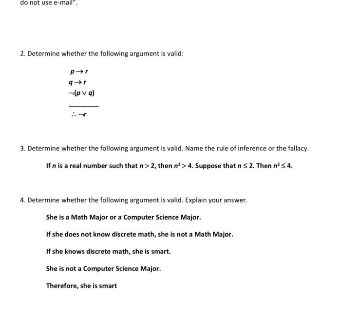 Solved do not use e-mail". 2. Determine whether the | Chegg.com