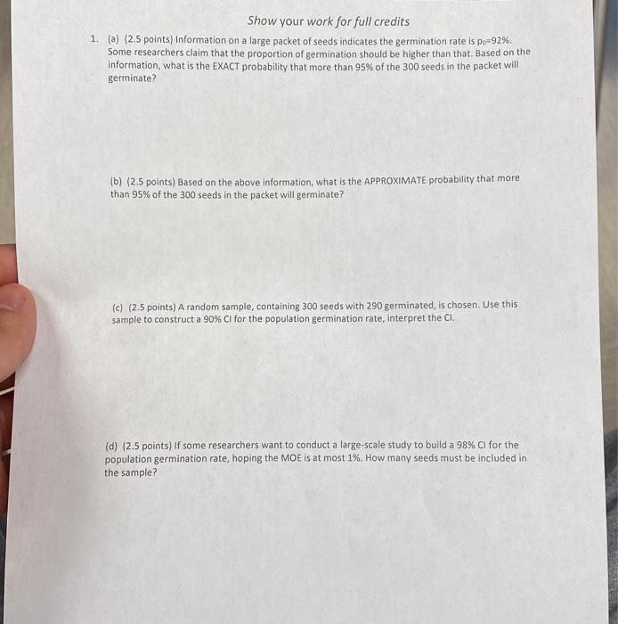 Solved 1. (a) ( 2.5 points) Information on a large packet of | Chegg.com