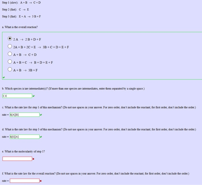 Solved The following elementary steps are determined to be | Chegg.com