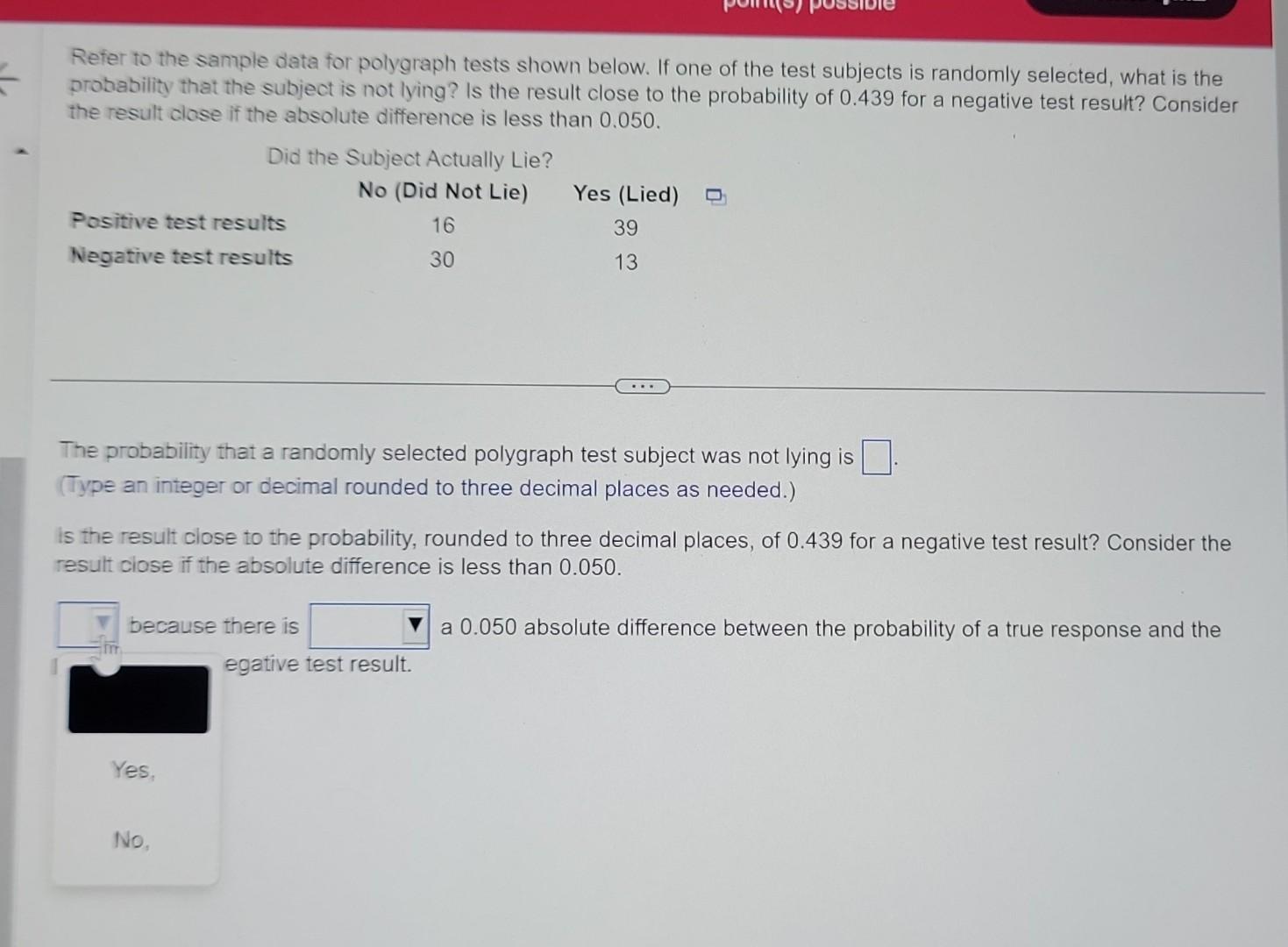 Solved Refer to the sample data for polygraph tests shown | Chegg.com