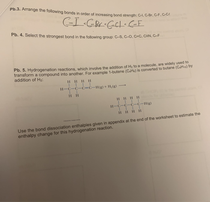Solved Pb.3. Arrange the following bonds in order of | Chegg.com