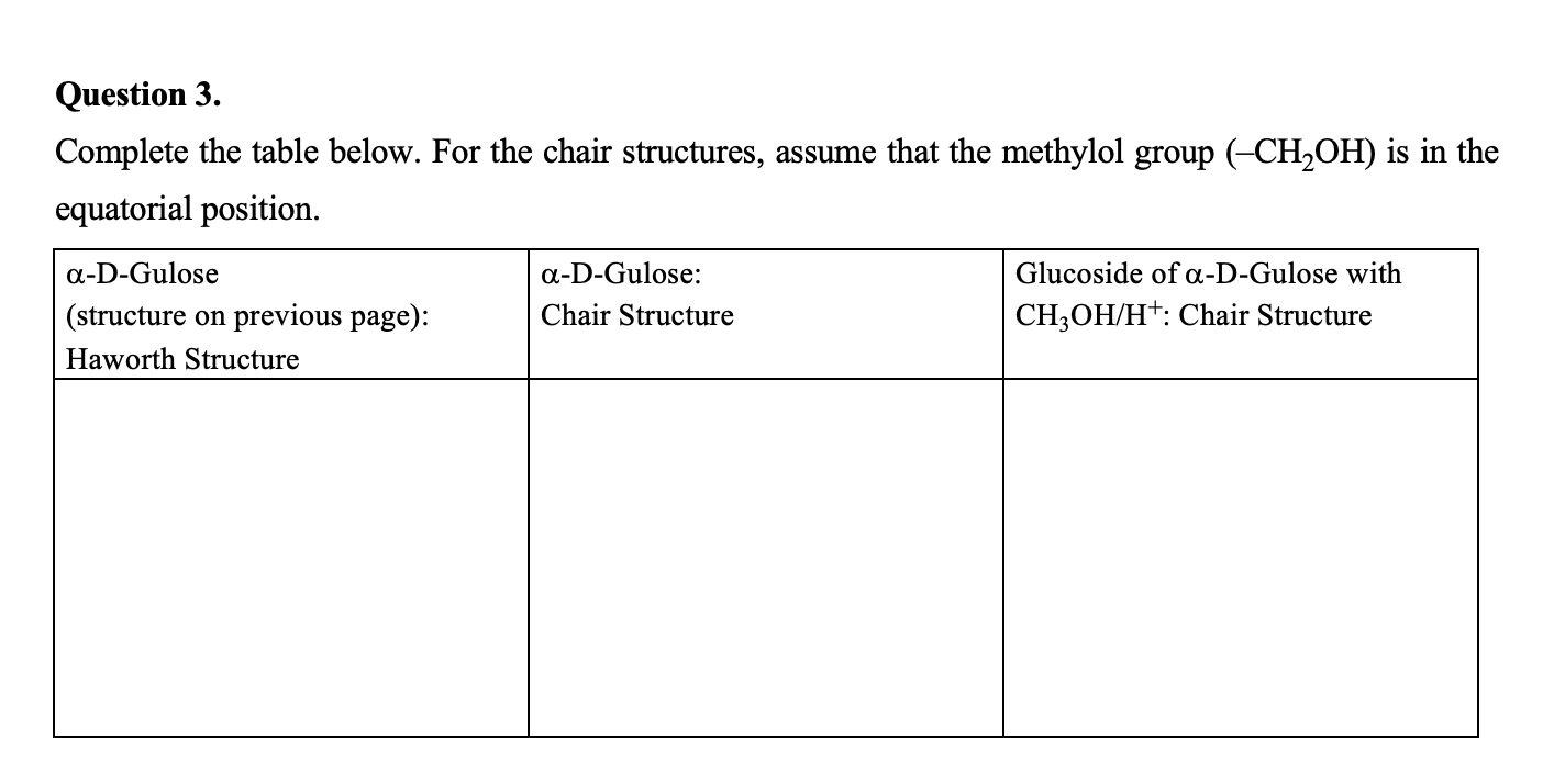 Solved Question 3.Complete the table below. For the chair | Chegg.com
