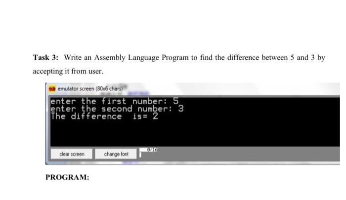 Solved Task 3: Write an Assembly Language Program to find | Chegg.com