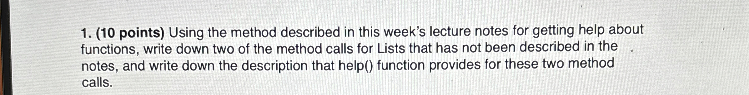 Solved (10 ﻿points) ﻿Using the method described in this | Chegg.com