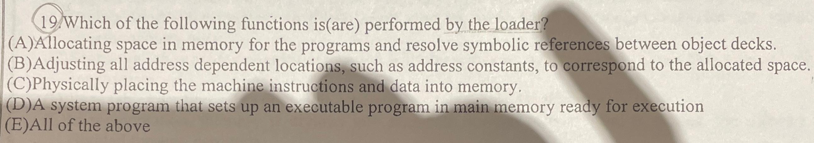 Solved Which of the following functions is(are) ﻿performed | Chegg.com