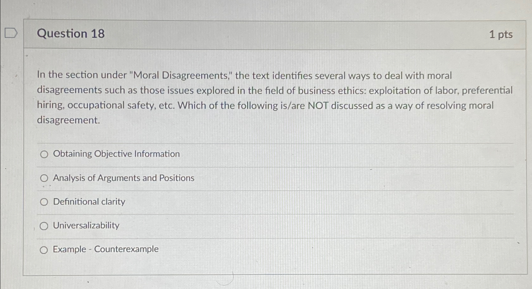 Solved Question 181ptsIn the section under "Moral | Chegg.com