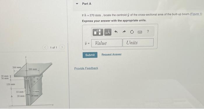 Solved If h=270 mm, focate the controid yˉ of the | Chegg.com