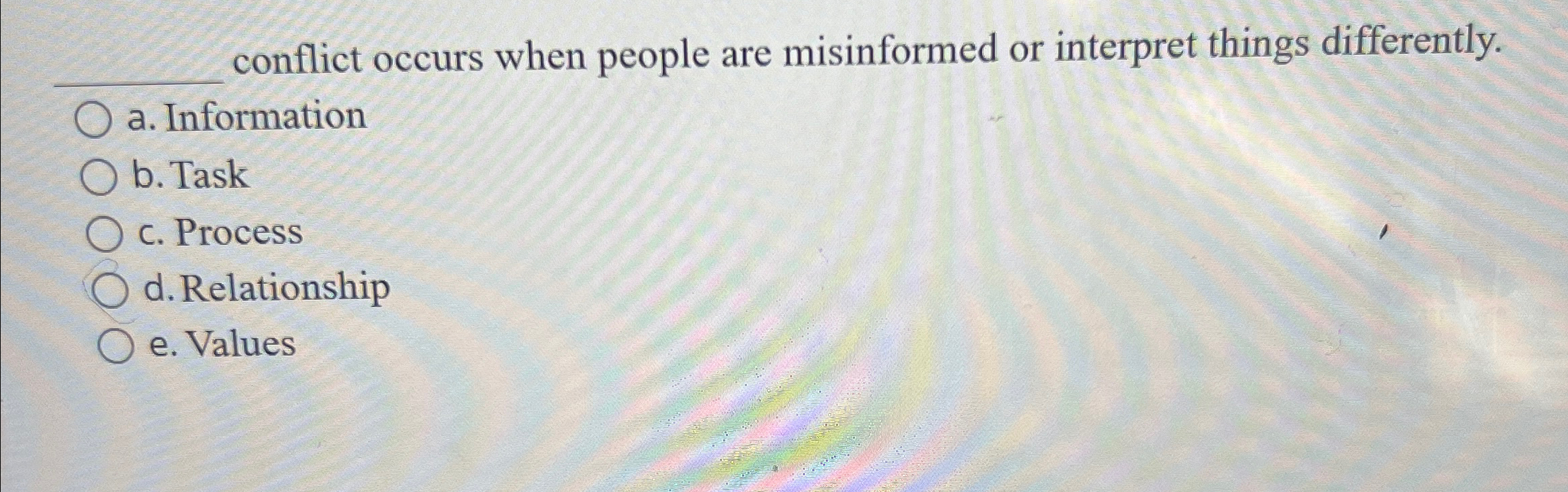 Solved conflict occurs when people are misinformed or | Chegg.com