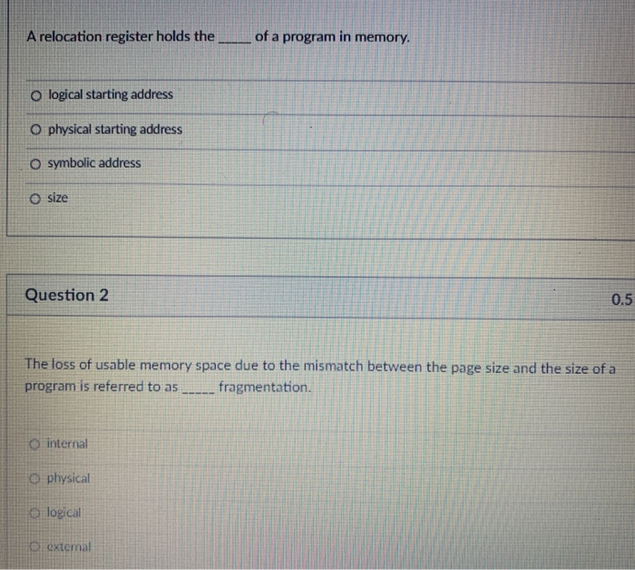 Solved A relocation register holds the of a program in | Chegg.com