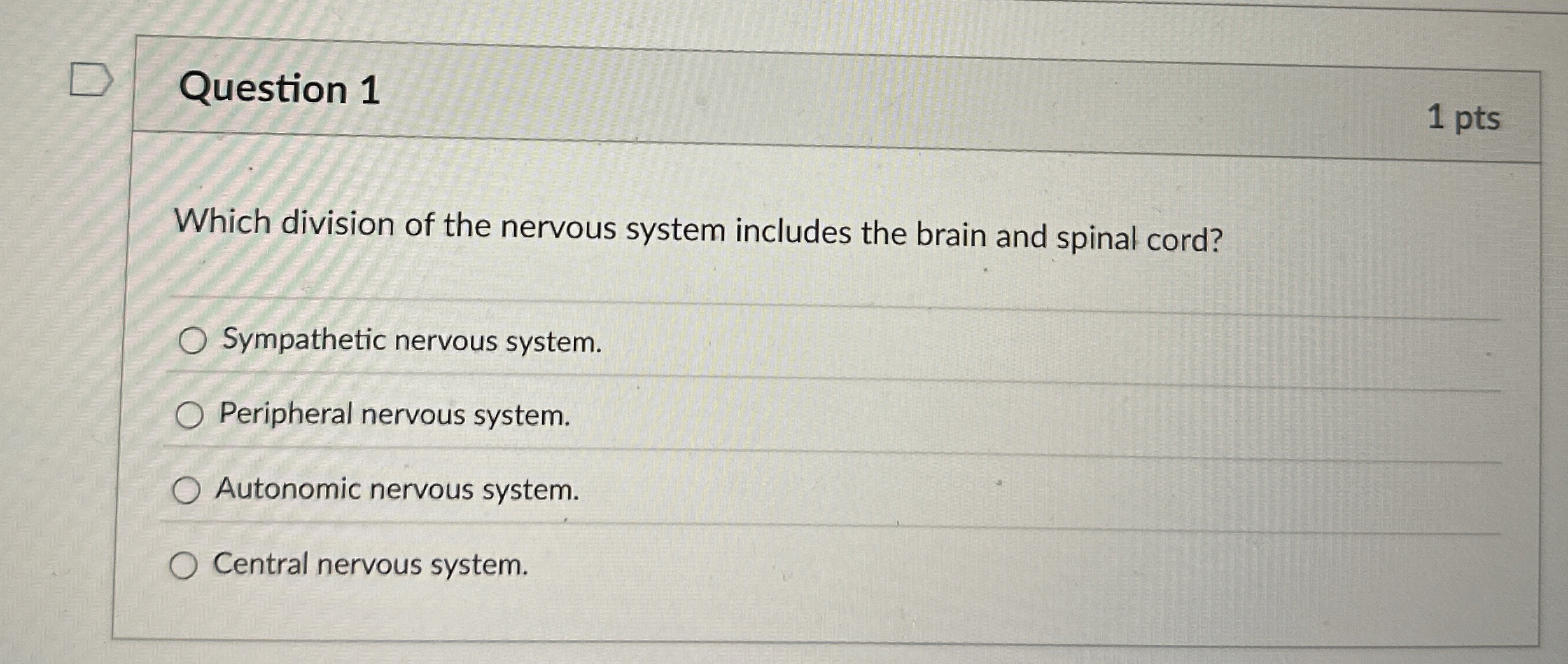 Solved Question 11 ﻿ptsWhich division of the nervous system | Chegg.com