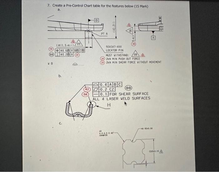 Solved 7. Create a Pre-Control Chart table for the features | Chegg.com