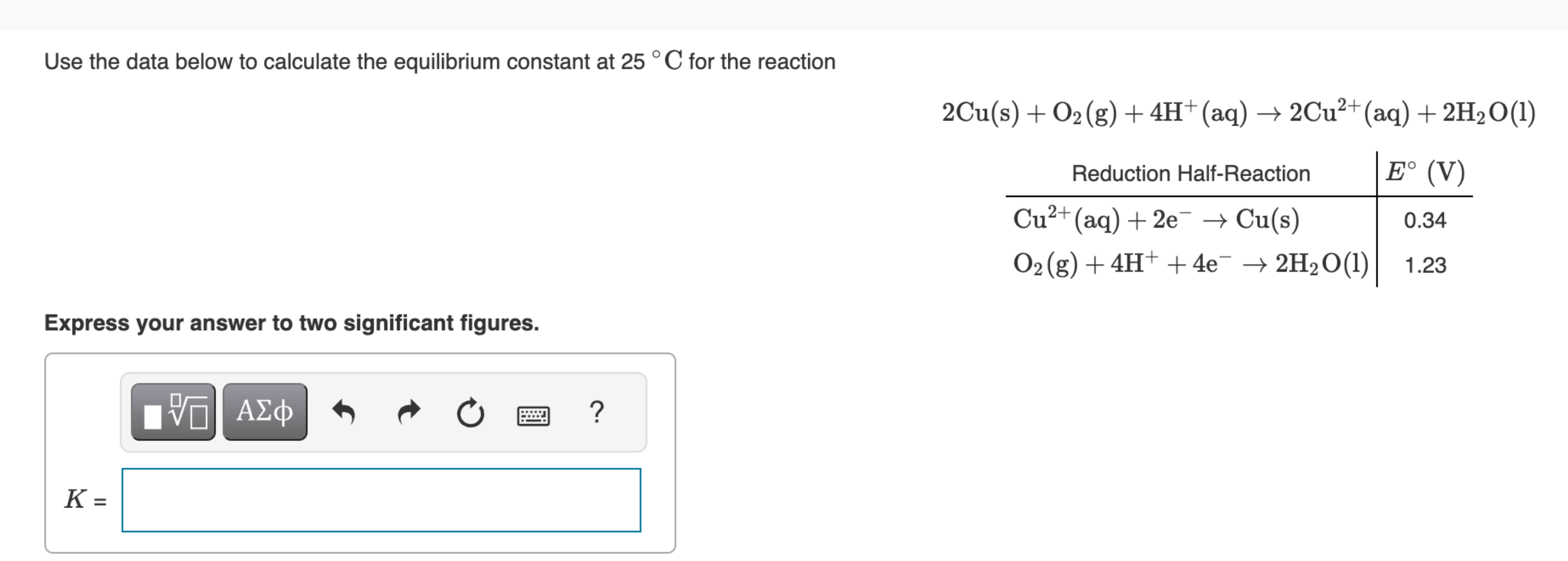Use the data below to calculate the equilibrium | Chegg.com