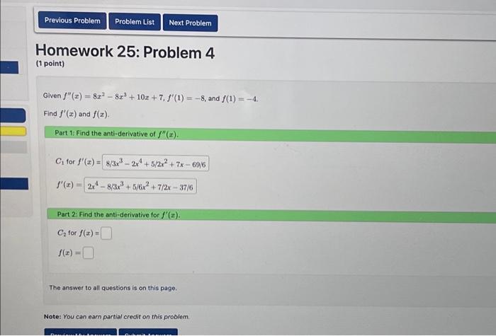 Solved Previous Problem Problem List Next Problem Homework | Chegg.com