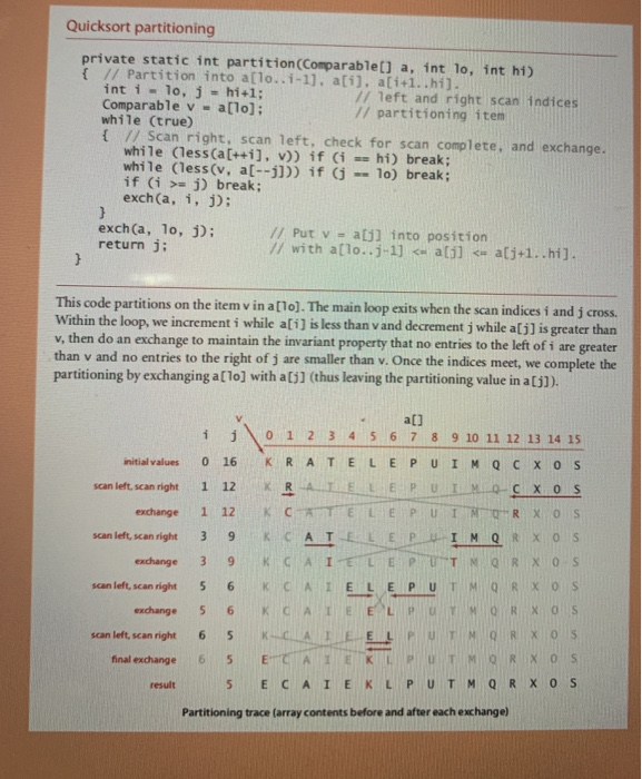 Solved 1. private static int partition Comparable[] a, int | Chegg.com