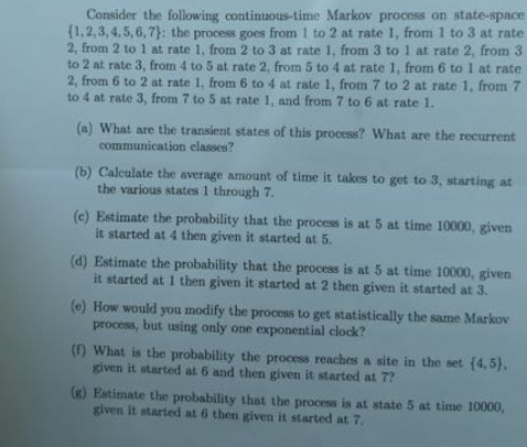 Solved Consider the following continuous-time Markov process | Chegg.com