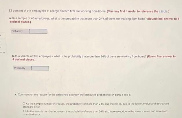 Solved 32 percent of the employees at a large blotech firm | Chegg.com