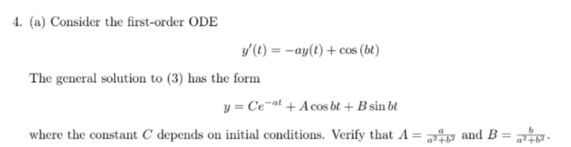 Solved 4. (a) Consider the first-order ODE | Chegg.com
