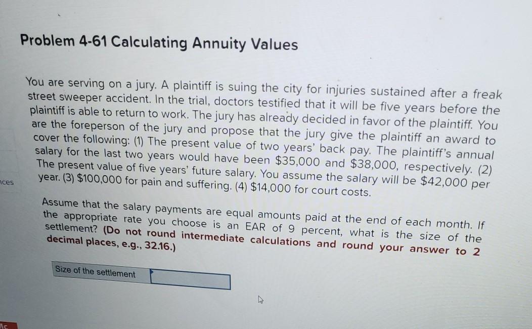 Solved Problem 4-61 Calculating Annuity Values You are | Chegg.com