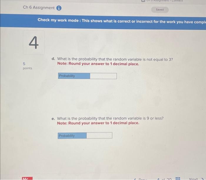 Solved 4 5 points Using the following discrete probability | Chegg.com
