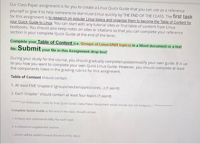 Solved Our Class Paper assignment is for you to create a | Chegg.com