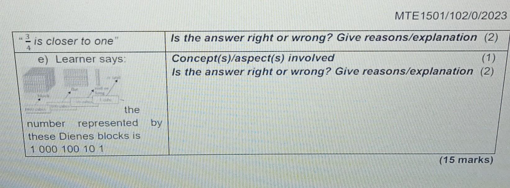 Solved MTE1501/102/0/2023 | Chegg.com