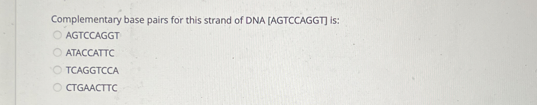 Solved Complementary base pairs for this strand of DNA | Chegg.com
