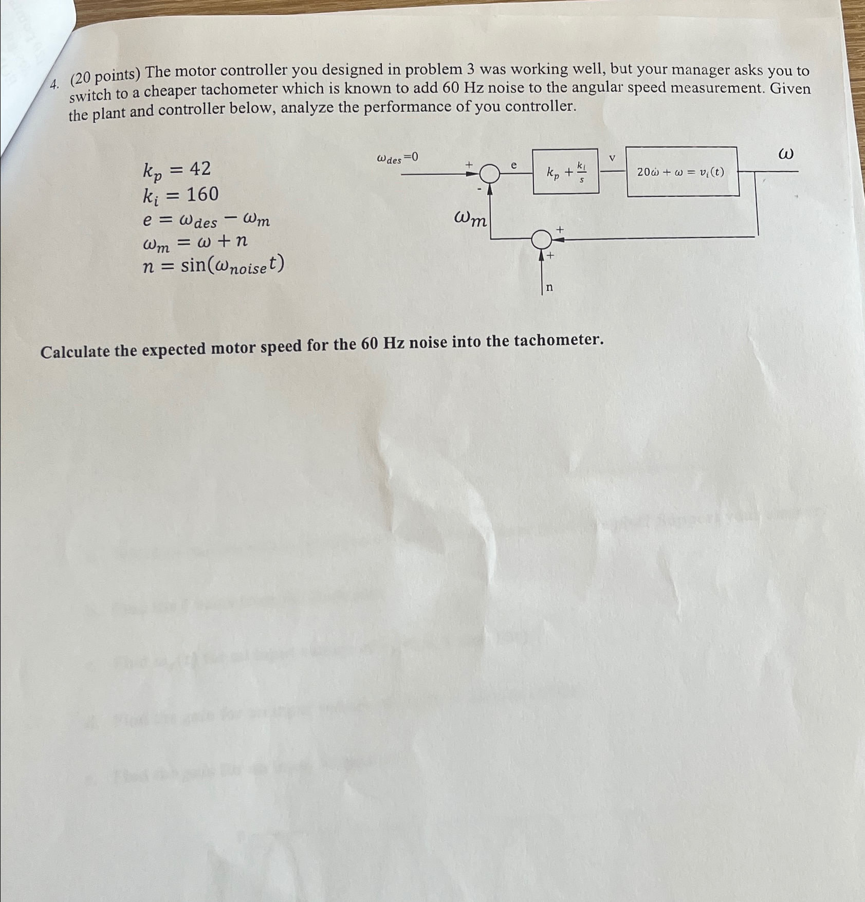Solved (20 ﻿points) ﻿The motor controller you designed in | Chegg.com