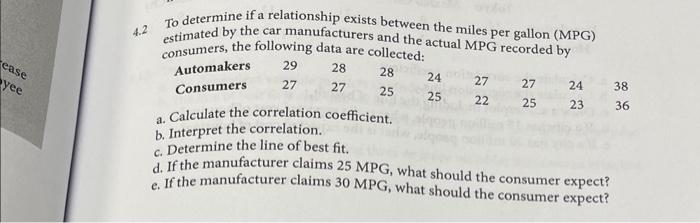Solved To determine if a relationship exists between the | Chegg.com
