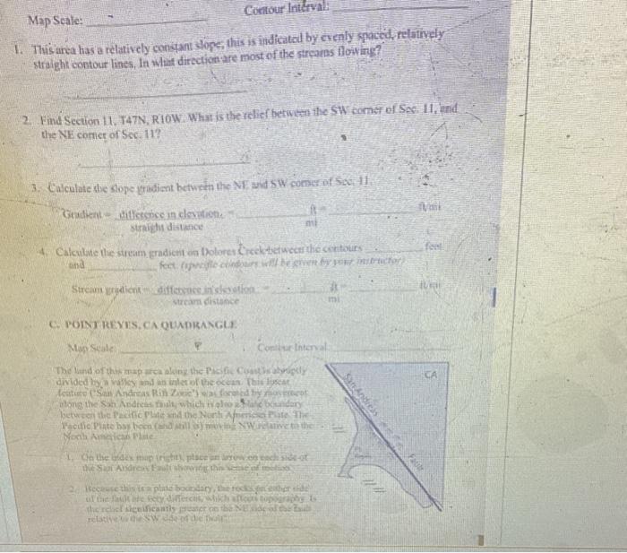 1. This area has a relatively conatant blope, this is | Chegg.com