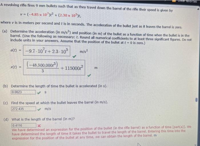 Solved revolving rifle fires 9 mm bullets such that as they | Chegg.com