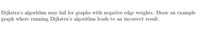 Solved Dijkstra's algorithm may fail for graphs with | Chegg.com
