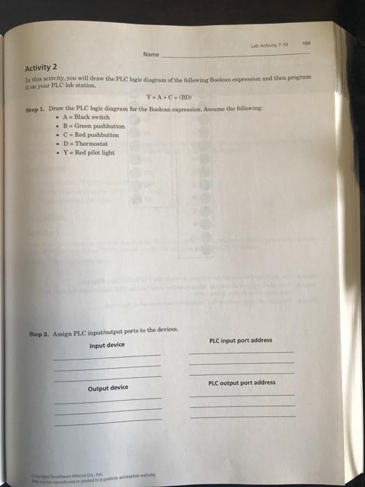 LAB ACTIVITY 7-10 LOGIXPRO LAB Programming Boolean | Chegg.com