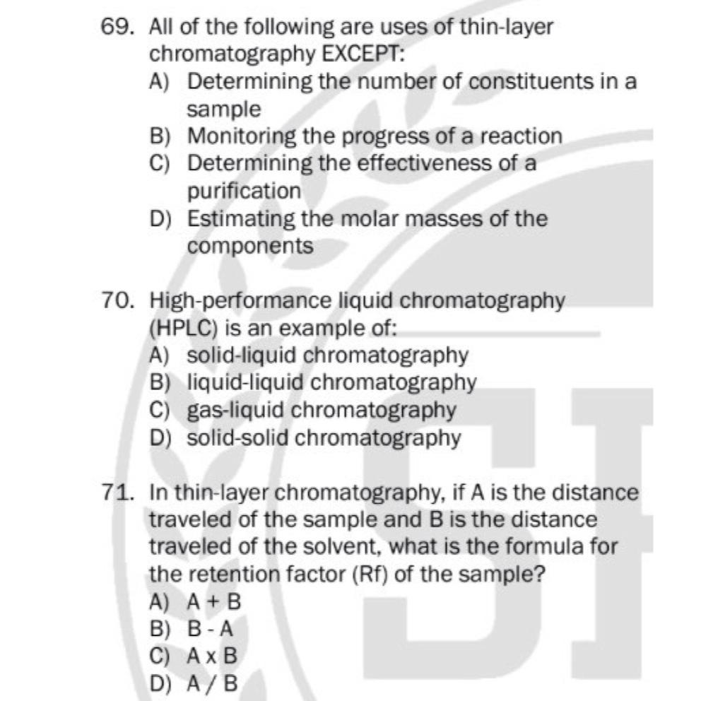 Solved All of the following are uses of thin-layer | Chegg.com