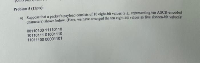 Solved a) Suppose that a packet's payload consists of 10 | Chegg.com